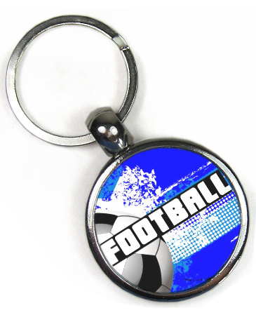 Football style keyring round silver 25 mm insert for dye sublimation ...