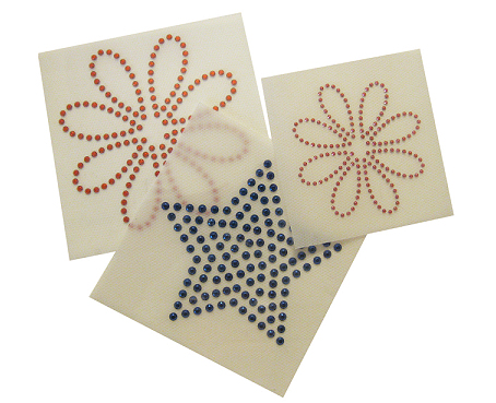 Sticky flock rhinestone template material